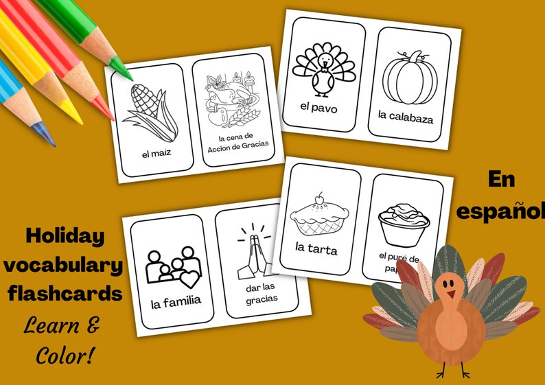 Spanish Thanksgiving Worksheets, Coloring Pages, Numbers, Colors ...