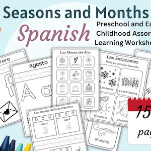 Spanish Worksheets, Months, Seasons Activity Pack for Kids - Numbers ...