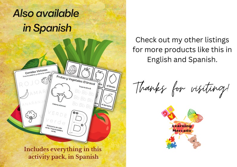 Fruit and Vegetable Worksheets Pack for Preschool, Kindergarten, 1st ...