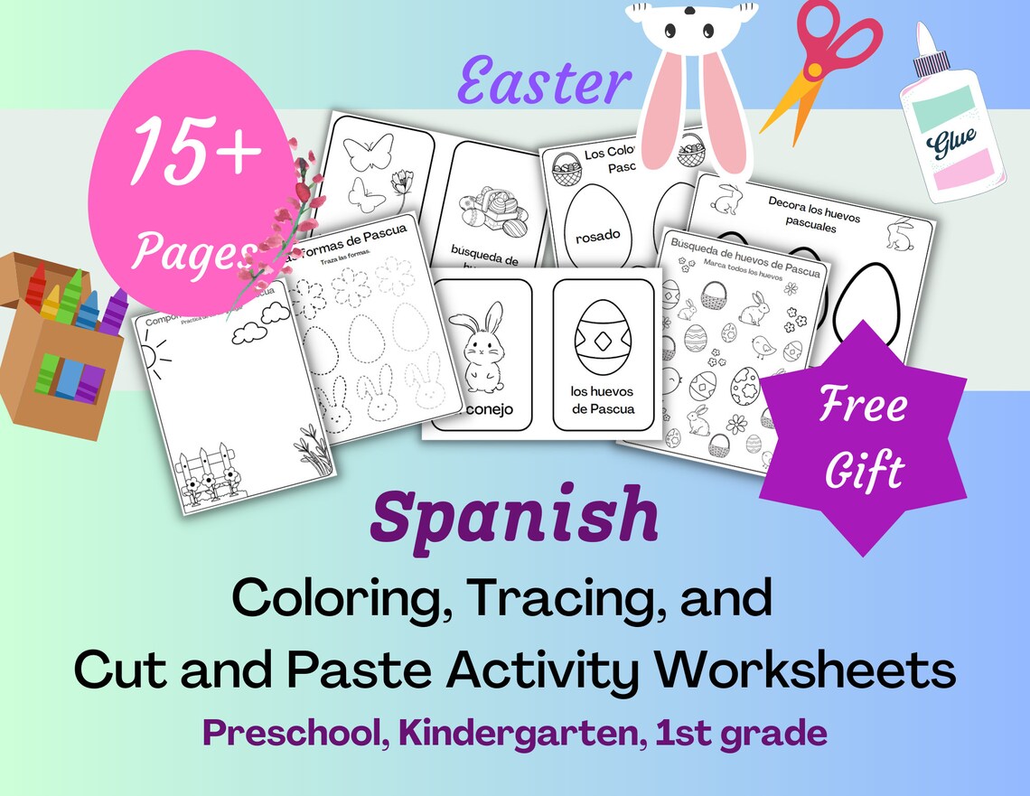 Hojas de actividades de Pascua en español: calcar y colorear (descarga ...