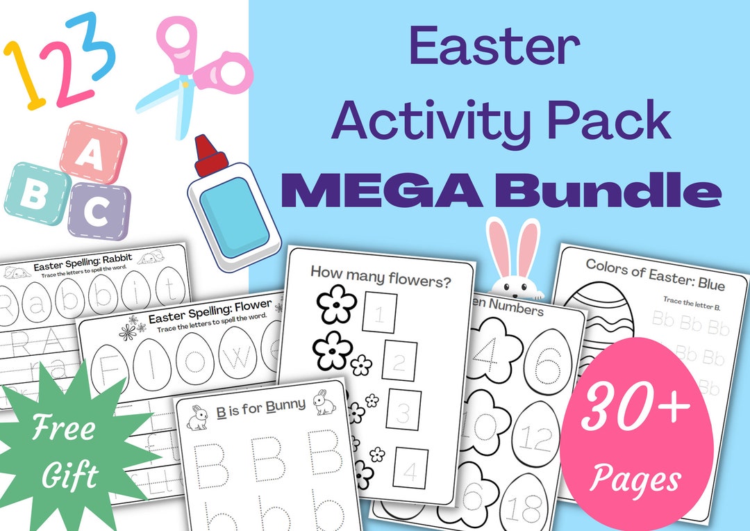 Easter Worksheets Bundle - Handwriting Practice, Easter Coloring Page ...