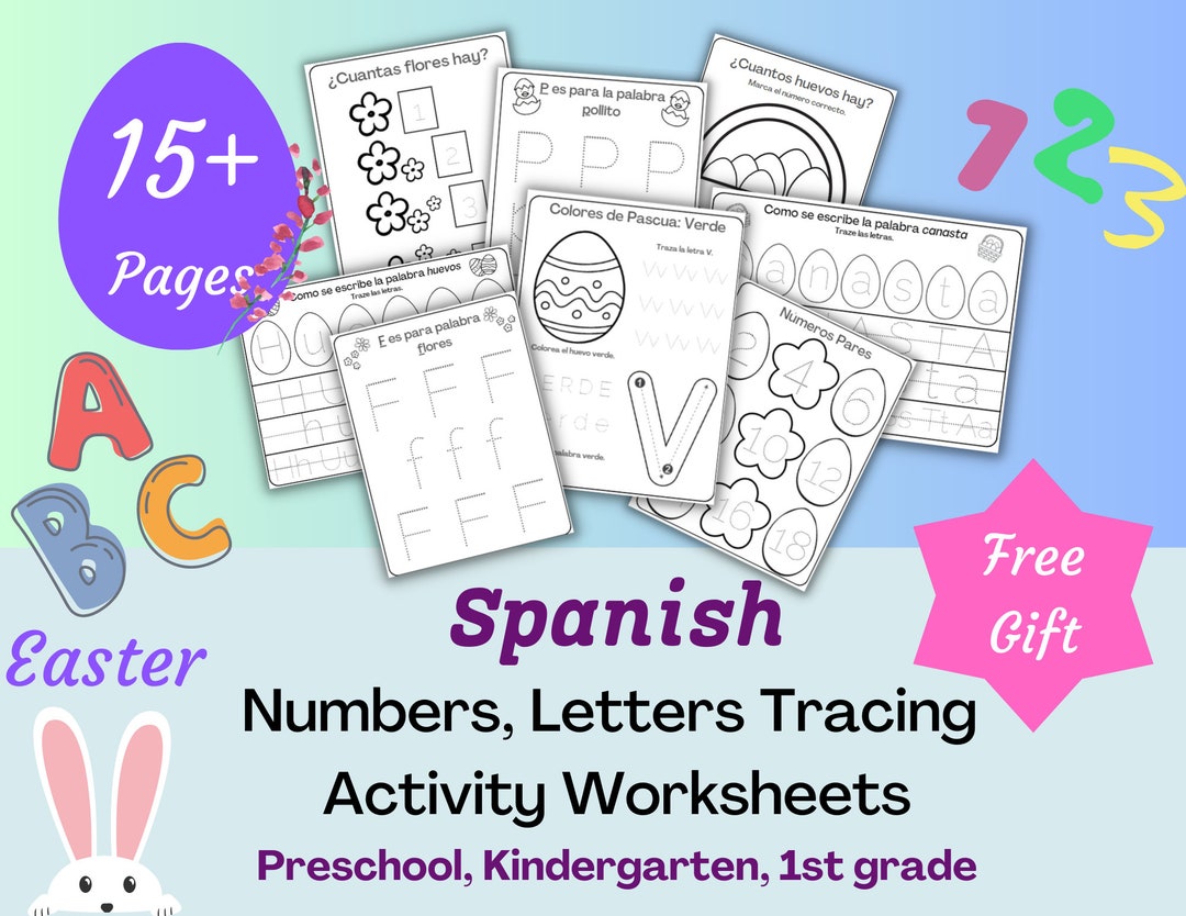 Spanish Easter Worksheets - Spanish Worksheets for Number Tracing ...