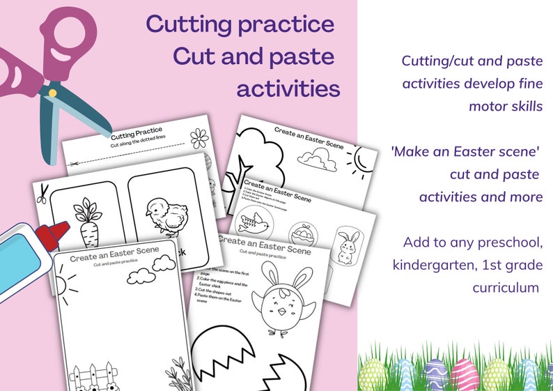 Coloring, Tracing, and Cutting Practice Activity Pack - Easter Coloring ...