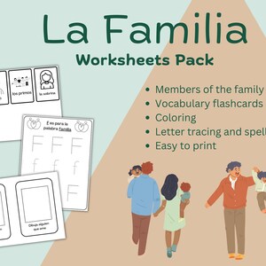 La Familia Spanish Vocabulary Worksheets Preschool Kindergarten First ...