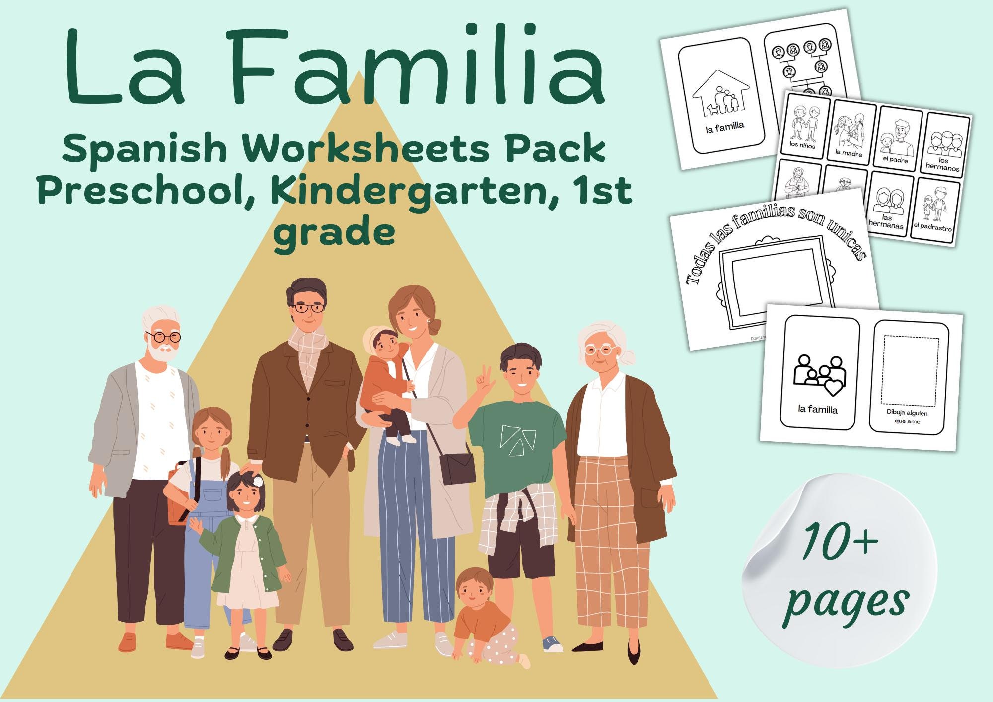 La Familia Spanish Vocabulary Worksheets Preschool Kindergarten First ...