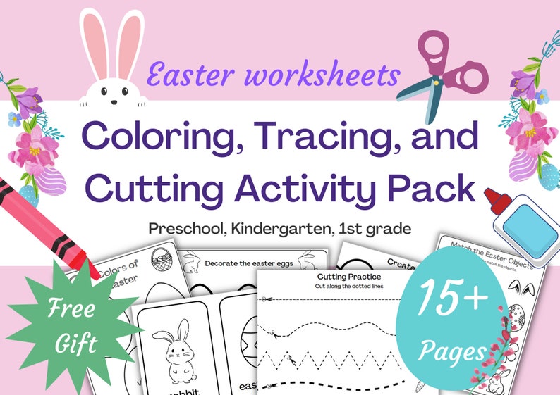 Coloring Tracing and Cutting Practice Activity Pack Easter - Etsy