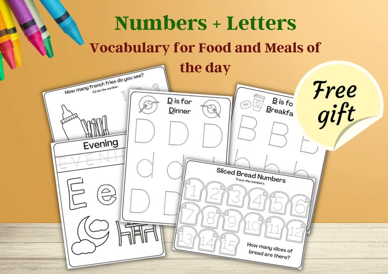 Food Worksheets for Kids, Foods and Meals - Numbers, Letters, Spelling ...