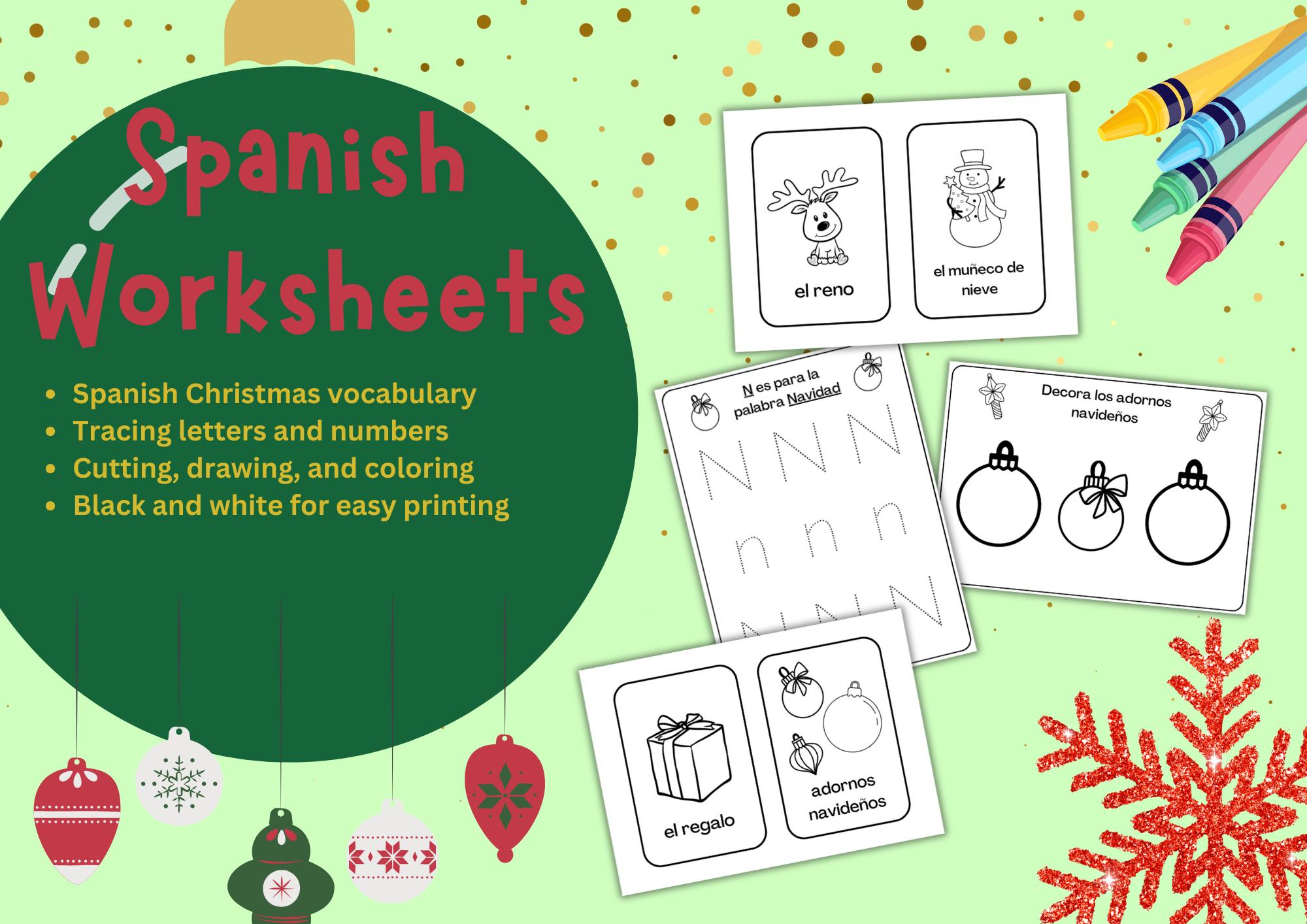 20+ Spanish Christmas Worksheets for Preschoolers, Kindergarten, 1st ...