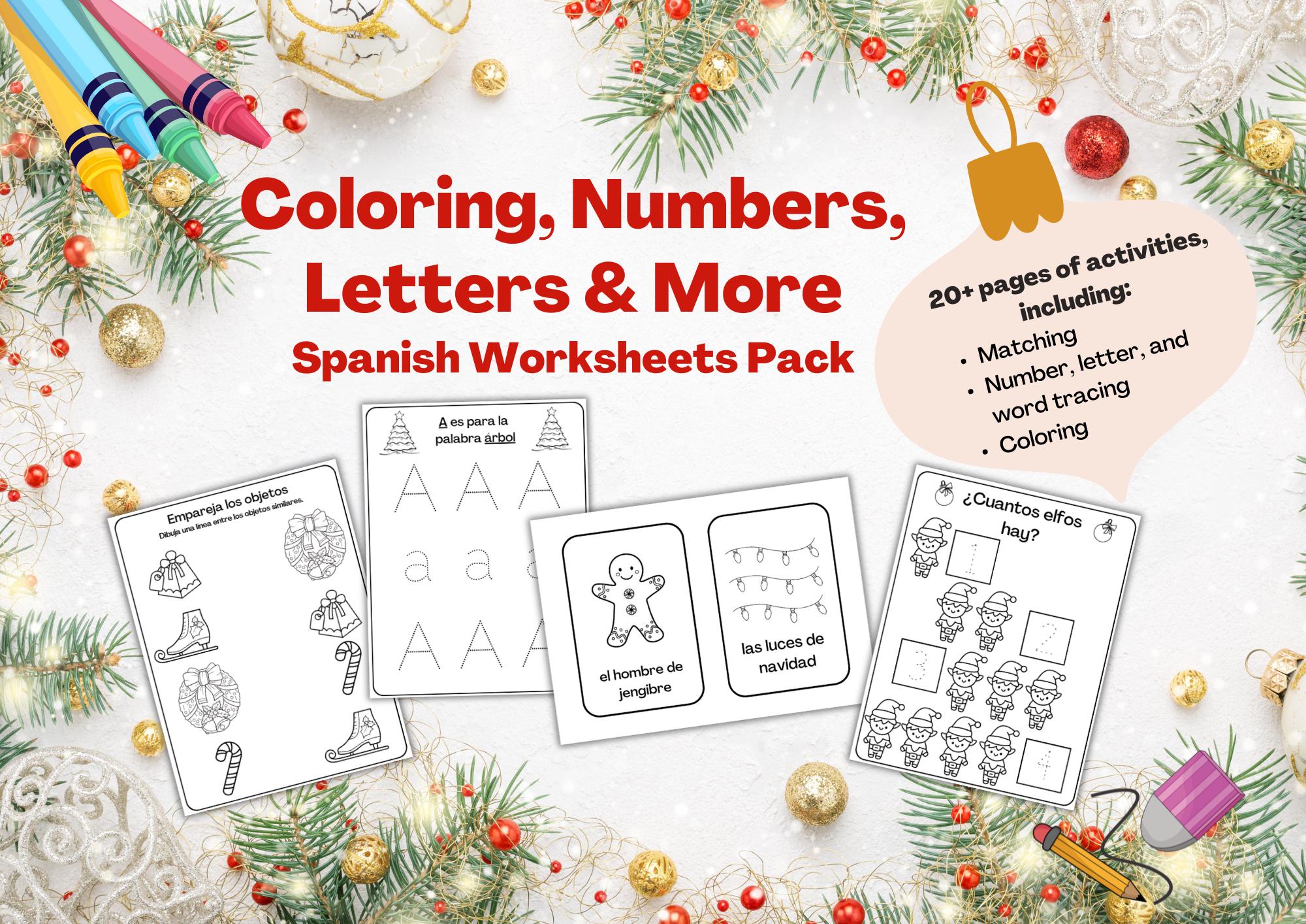 20+ Spanish Christmas Worksheets for Preschoolers, Kindergarten, 1st ...