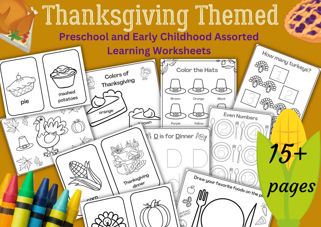 Thanksgiving Worksheets Bundles Coloring Pages, Colors, Numbers ...