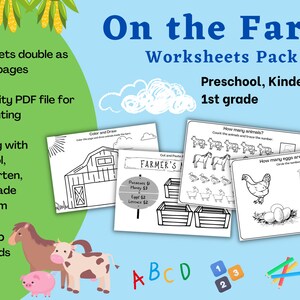 Preschool Worksheets, on the Farm Activity Pack for Kids - Numbers ...