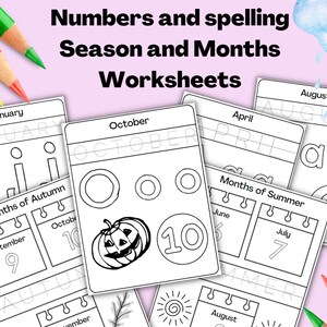 Months, Seasons Activity Worksheets for Preschool - Numbers, Letters ...