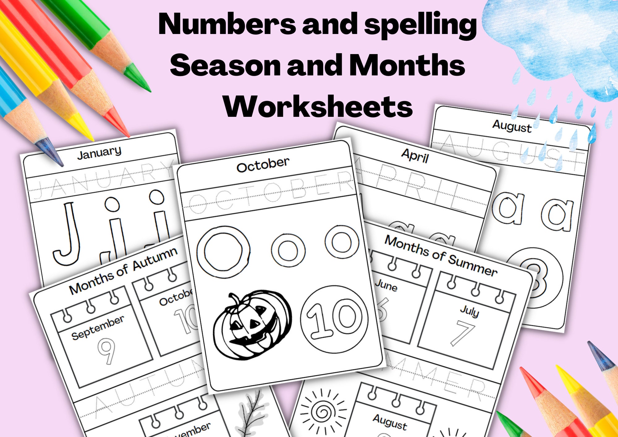 Months, Seasons Activity Worksheets for Preschool - Numbers, Letters ...