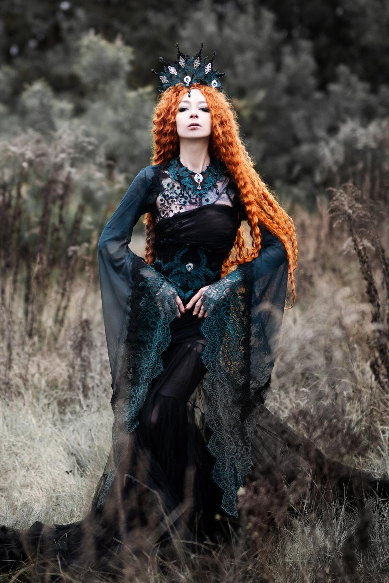 Gothic Black Lace Crown, Evil Queen Headpiece, Cosplay Tiara, Halloween ...