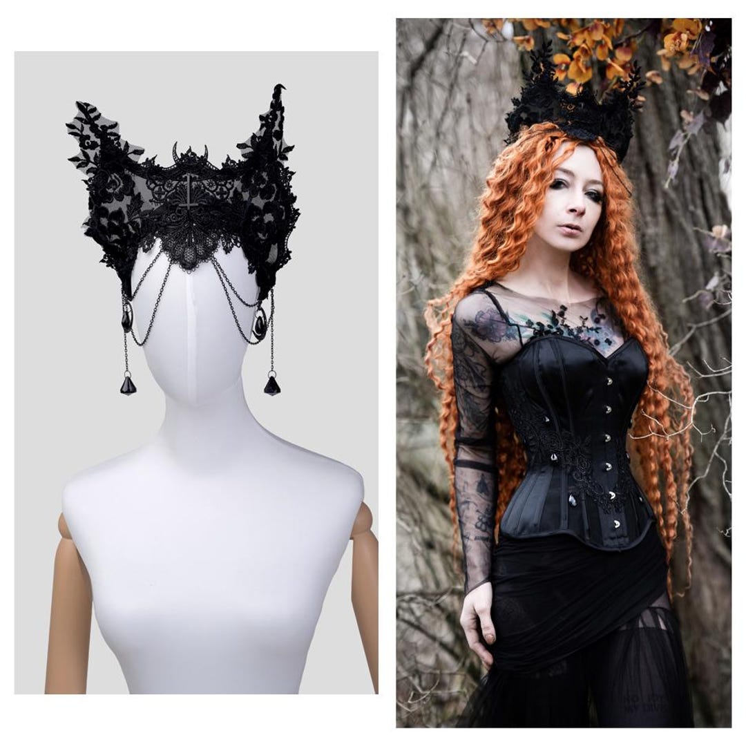 Black Lace Gothic Crown: Evil Queen Vampire Headpiece, Halloween ...