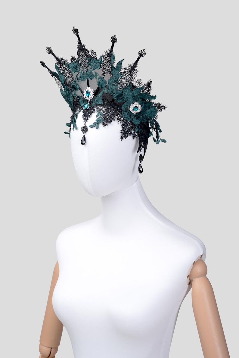 Gothic Black Lace Crown, Evil Queen Headpiece, Cosplay Tiara, Halloween ...