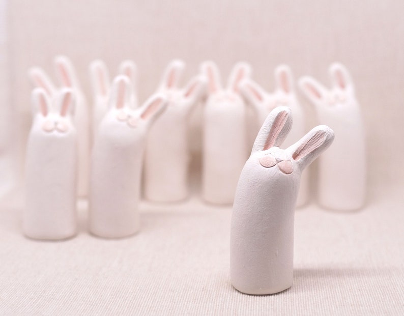 Bunnies Clay Bunny Rabbit Figurine Bunny Miniatures | Etsy