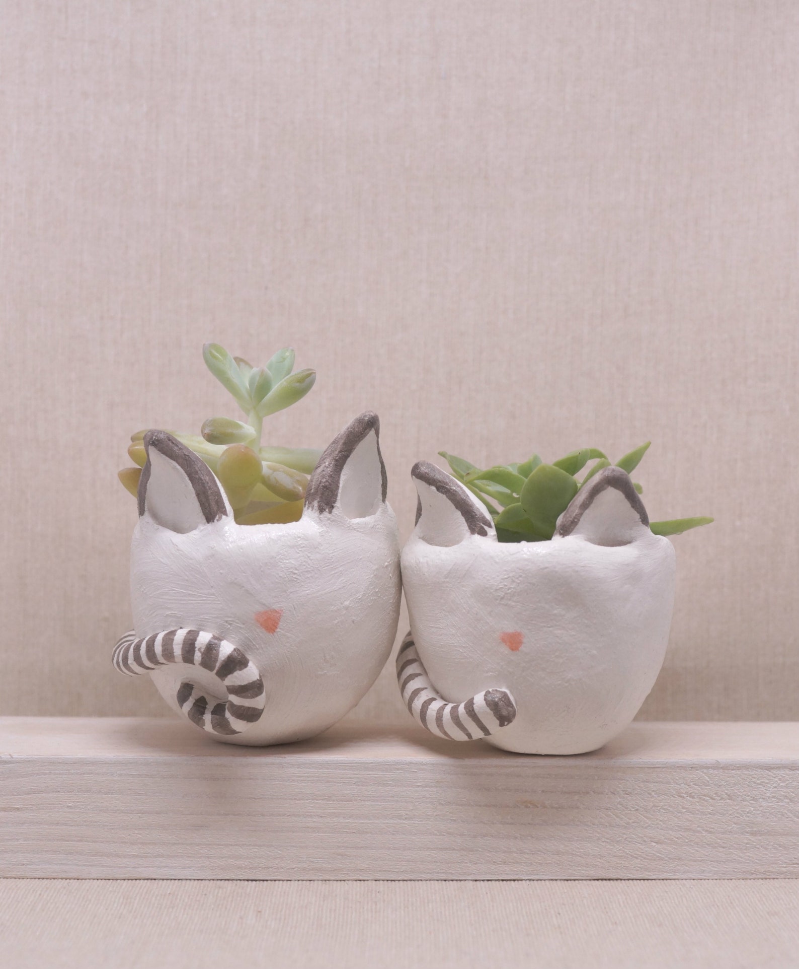 Cat Mini Planters - Handmade Clay Planters - Small Succulent Planter ...