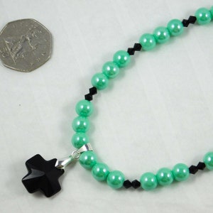 Mint Green & Black Crystal Cross Necklace With Matching Earings ...