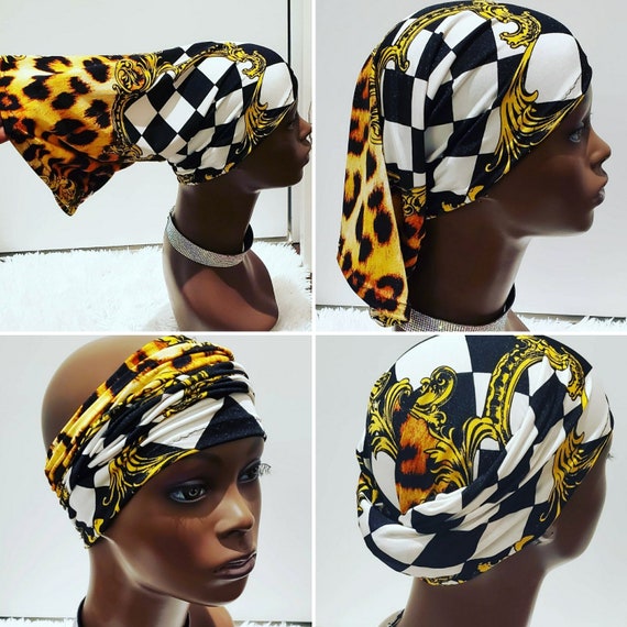 Checkered Leopard Print HAIRSOCKRASTAWRAP HAIRTUBE - Etsy