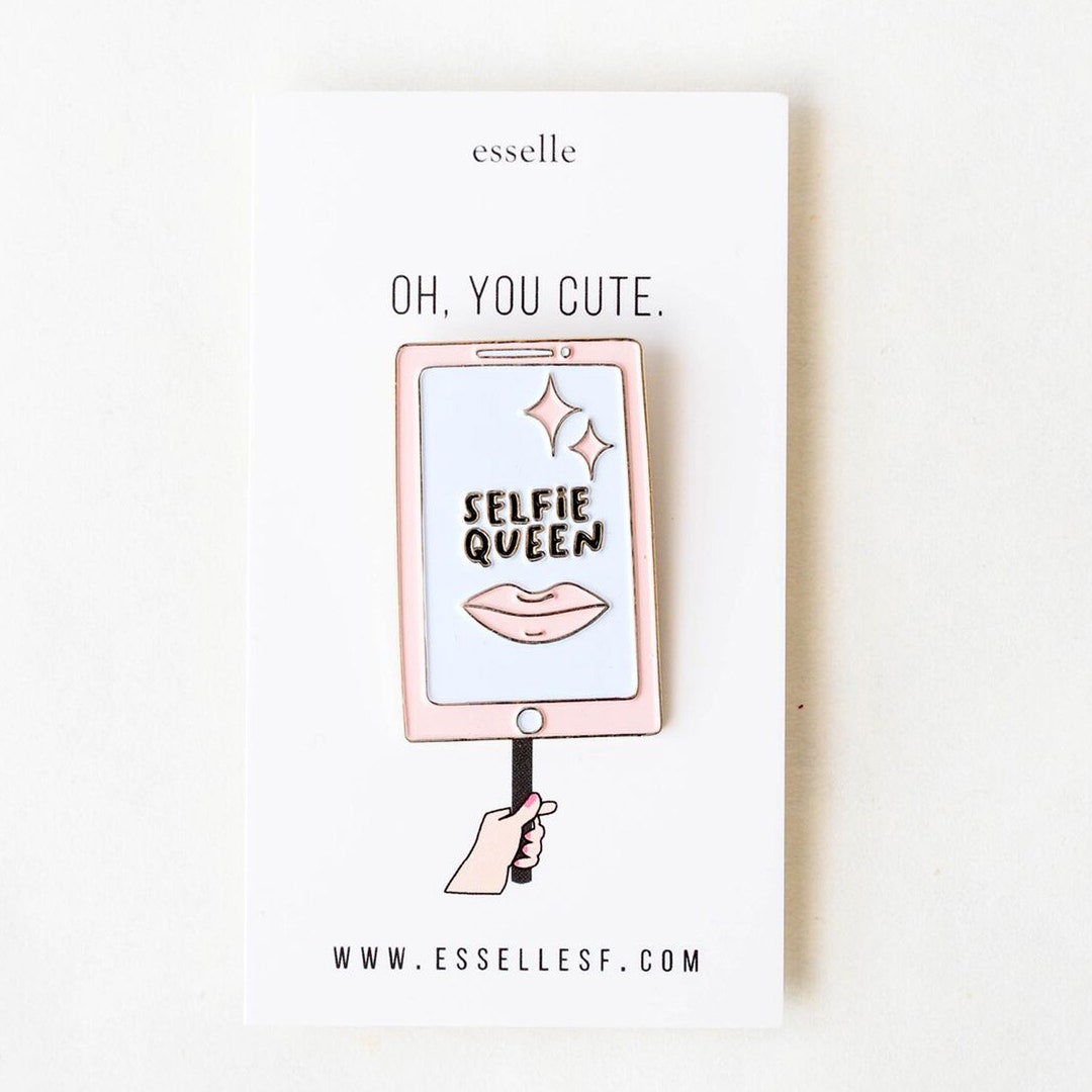 Selfie Queen Enamel Pin - Cute Enamel Pins, Pastel Pins, Enamel Pin ...