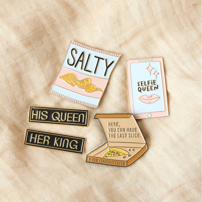 His Queen Her King Enamel Pins Funny Pin Relationship | Etsy