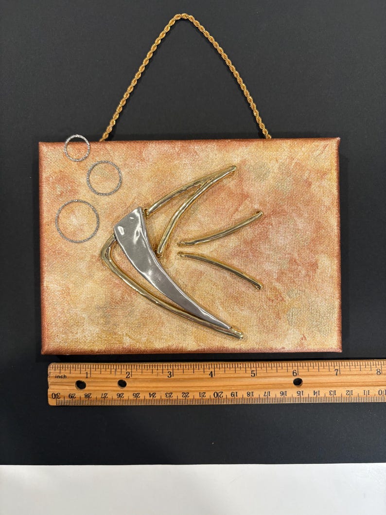 Handmade Metal Fish Wall Art: Upcycled Jewelry Mosaic (5x7) - Etsy