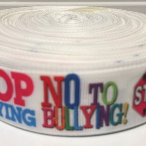 Say No to Bullying- Stop Bullying- Hair Bow Ribbin- 1" Inch Grosgrain ...