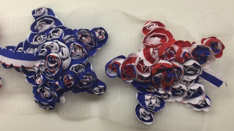 Shabby Chiffon Red, White & Blue Star Rosettes for Hair Bow-headband ...