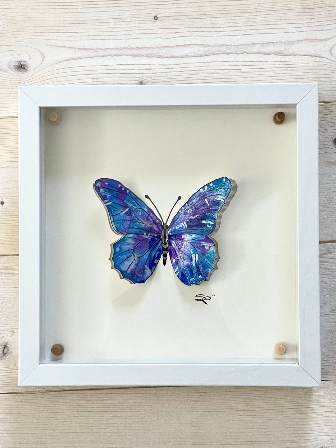 Blue and Purple Watercolor Butterfly, 3D Butterfly Shadow Box, Hand ...