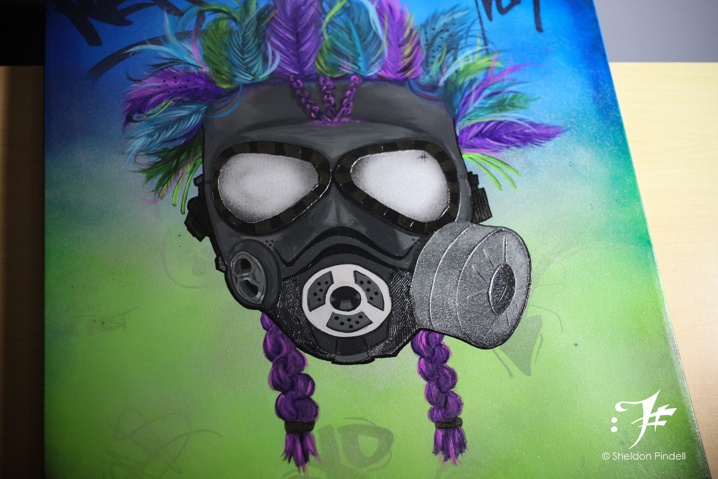 Gas Mask Acrylic Painting Gas Mask Street Art Colorful - Etsy