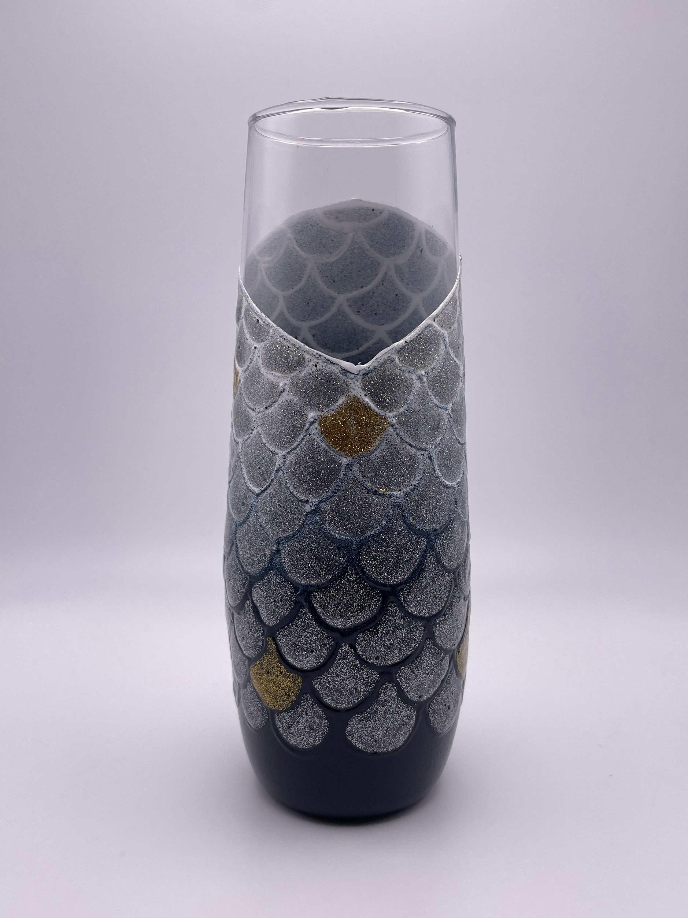 Navy Blue, Silver, and Gold Glass Mermaid Champagne Flutes - Acrylic ...