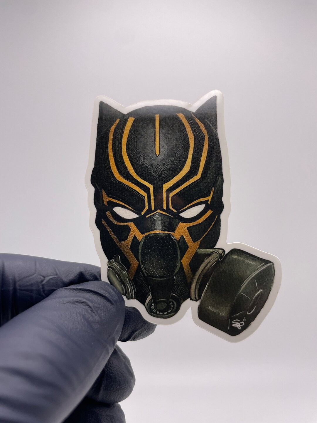 Wakanda Forever Gas Mask Sticker - Black Panther Gas Mask Painting ...