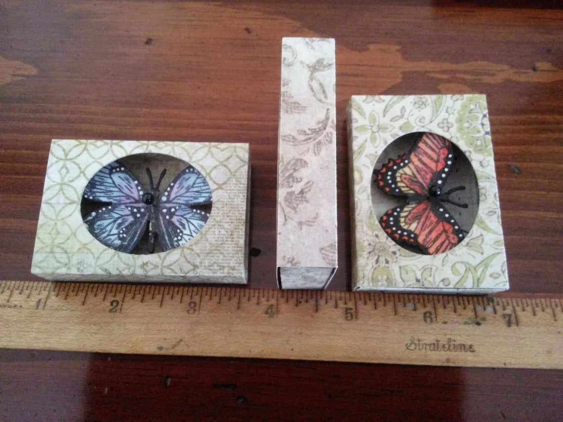 Butterfly Matchboxes Set of 3 - Etsy