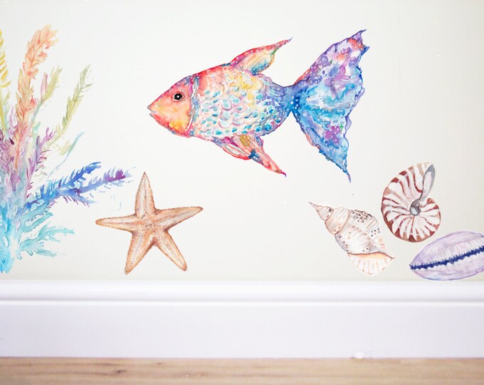 Rainbow Goldfish Fish Wall Decal Under the Sea Nursery | Etsy