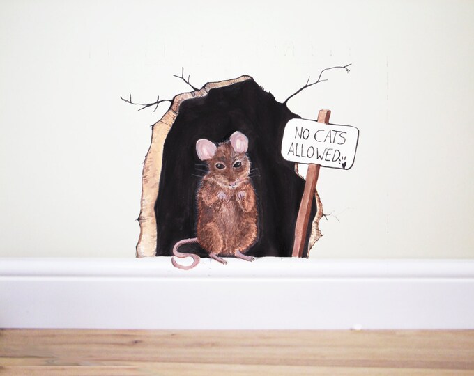 NO CATS ALLOWED Mouse Wall Decalsticker Mouse Hole Cat | Etsy