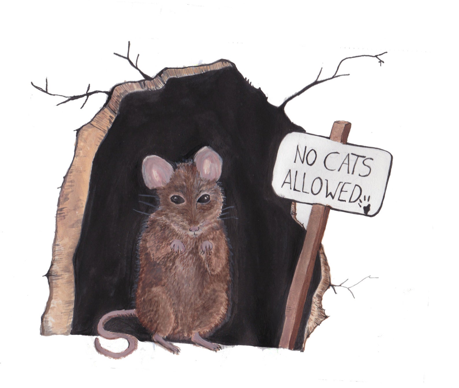 NO CATS ALLOWED Mouse Wall Decal,sticker, Mouse Hole, Cat Lover Gift ...
