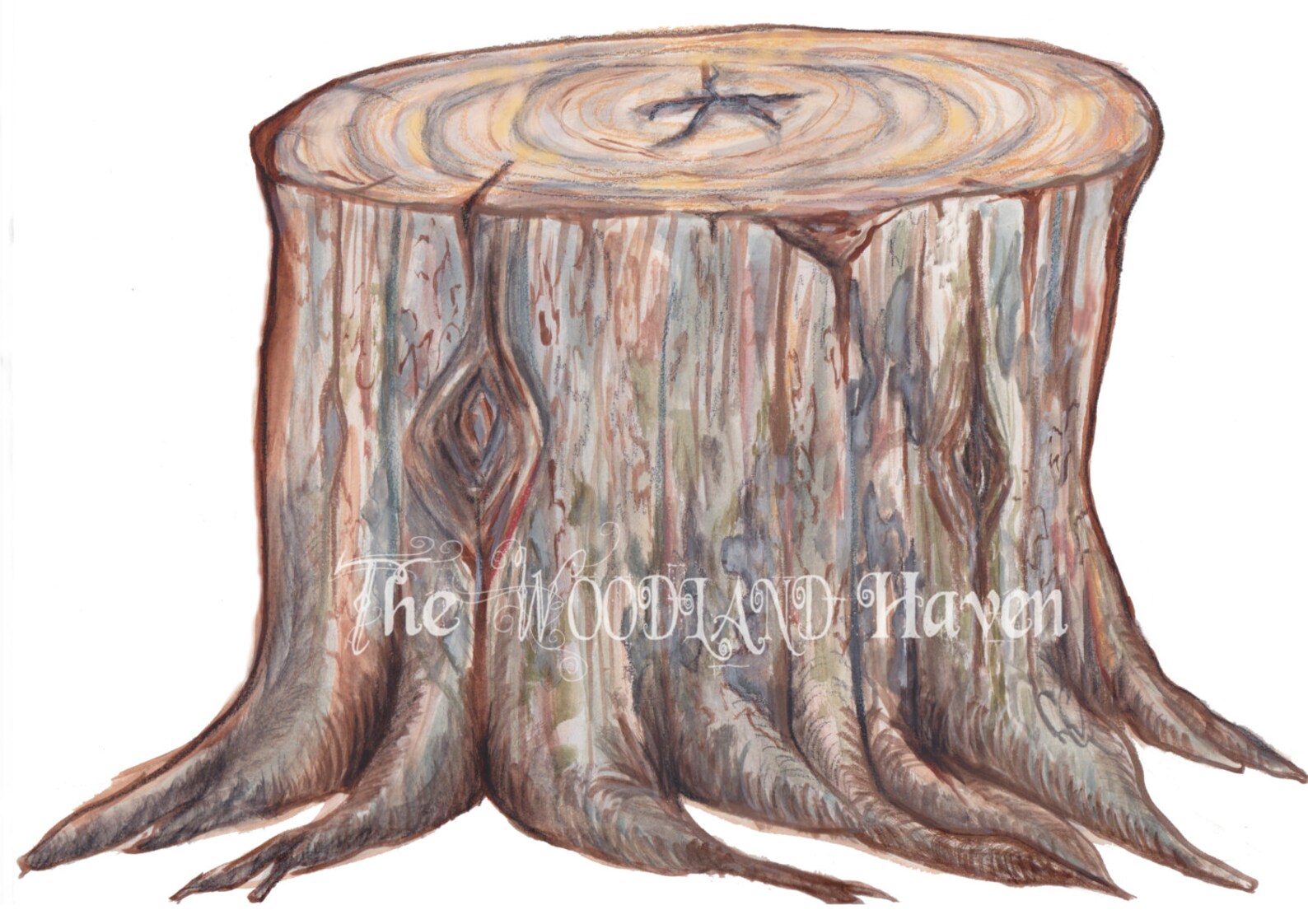 Woodland Tree Stump Wall Decal,woodland Nature Bedroom Sticker,tree ...