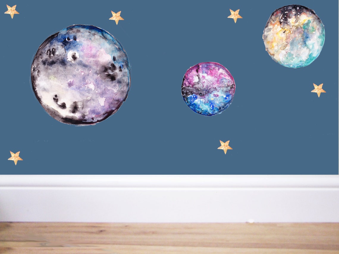 Space Planets Wall Decalsplanet Decalsgalaxy Stickers Space - Etsy