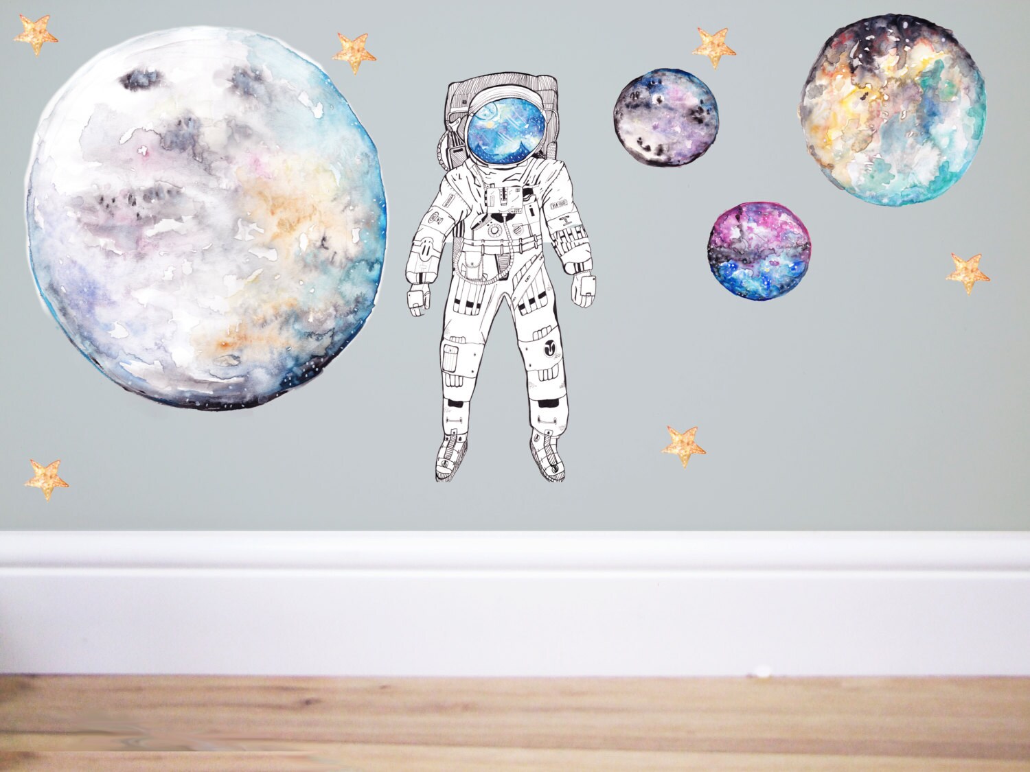 Space Planets Wall Decalsplanet Decalsgalaxy Stickers Space - Etsy UK