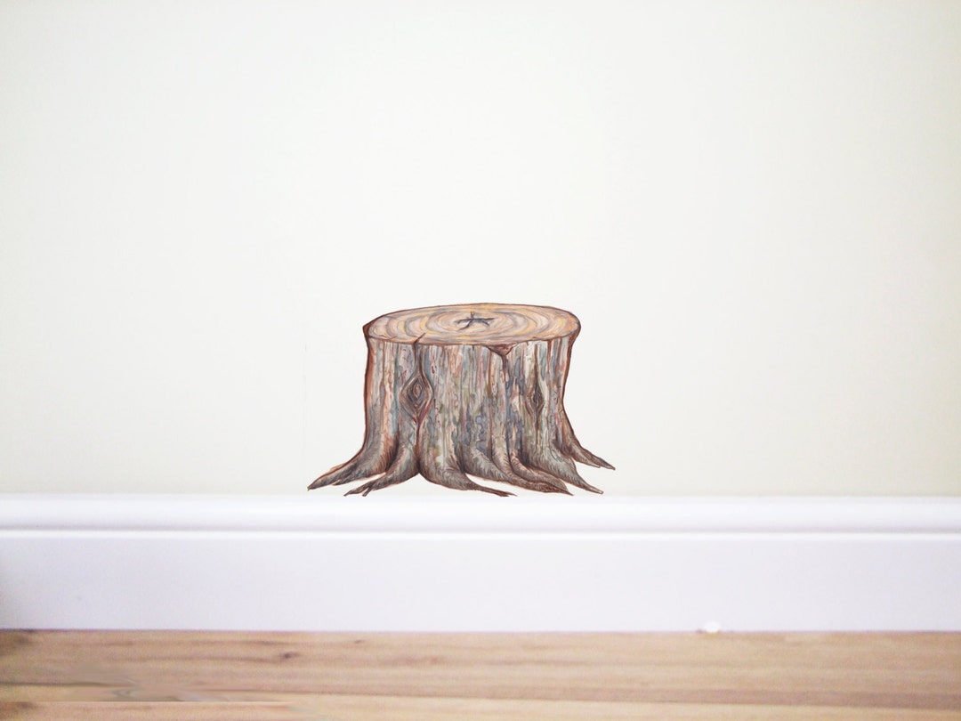 Woodland Tree Stump Wall Decal,woodland Nature Bedroom Sticker,tree ...