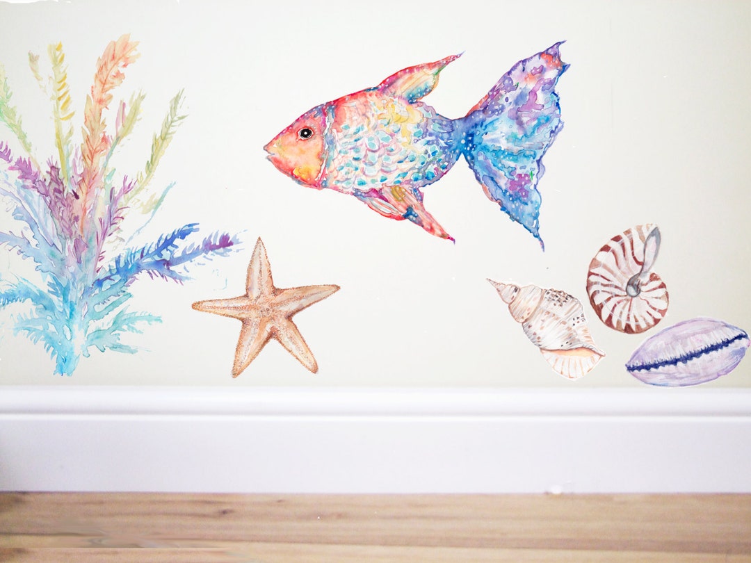 Rainbow Goldfish, Fish Wall Decal, Under the Sea Nursery, Nautical ...