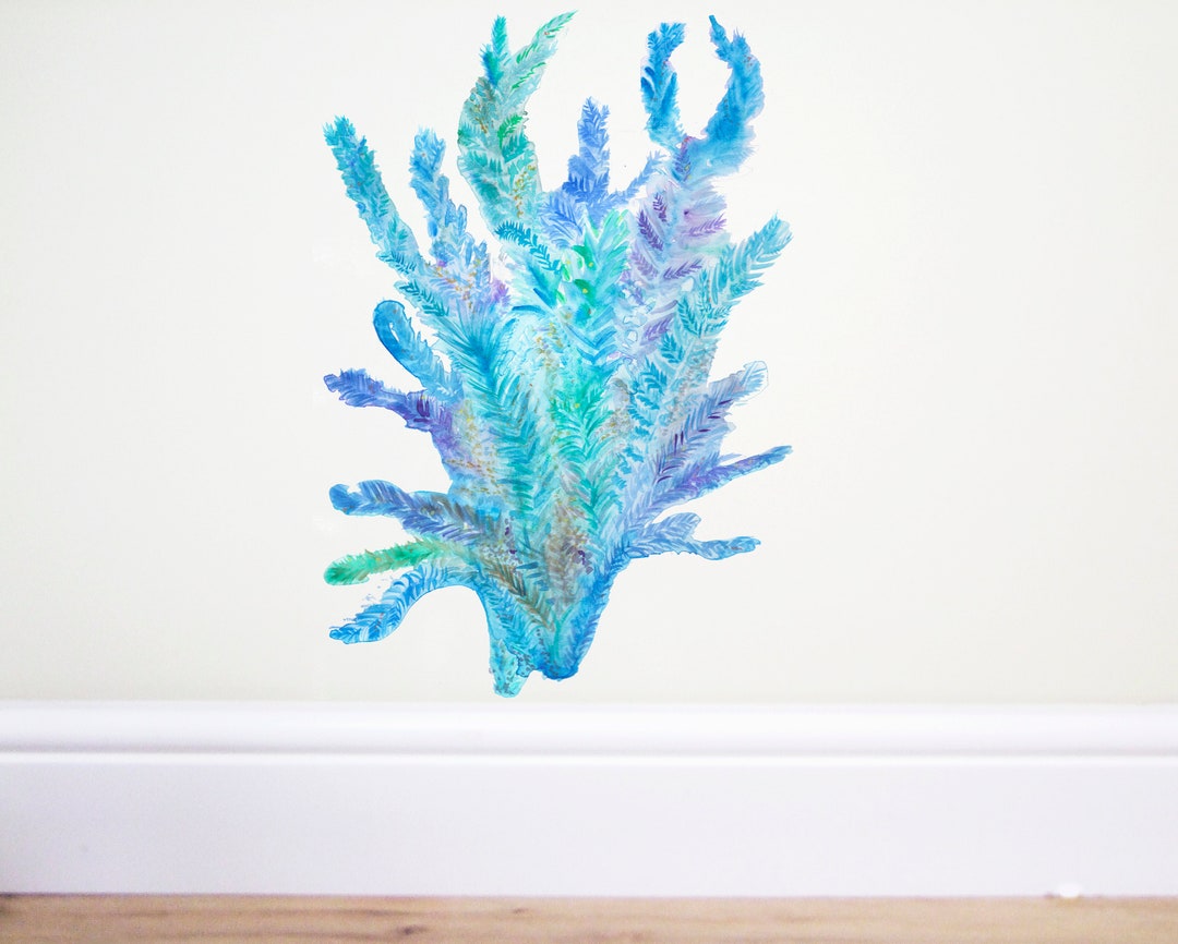 Blue Coral Wall Decal,blue Coral,coral Sticker,coral Wall Decal,wall ...