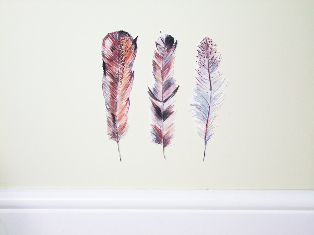 Feathers Wall Decal,feather Sticker,feather Decal,rustic Decor,nursery ...