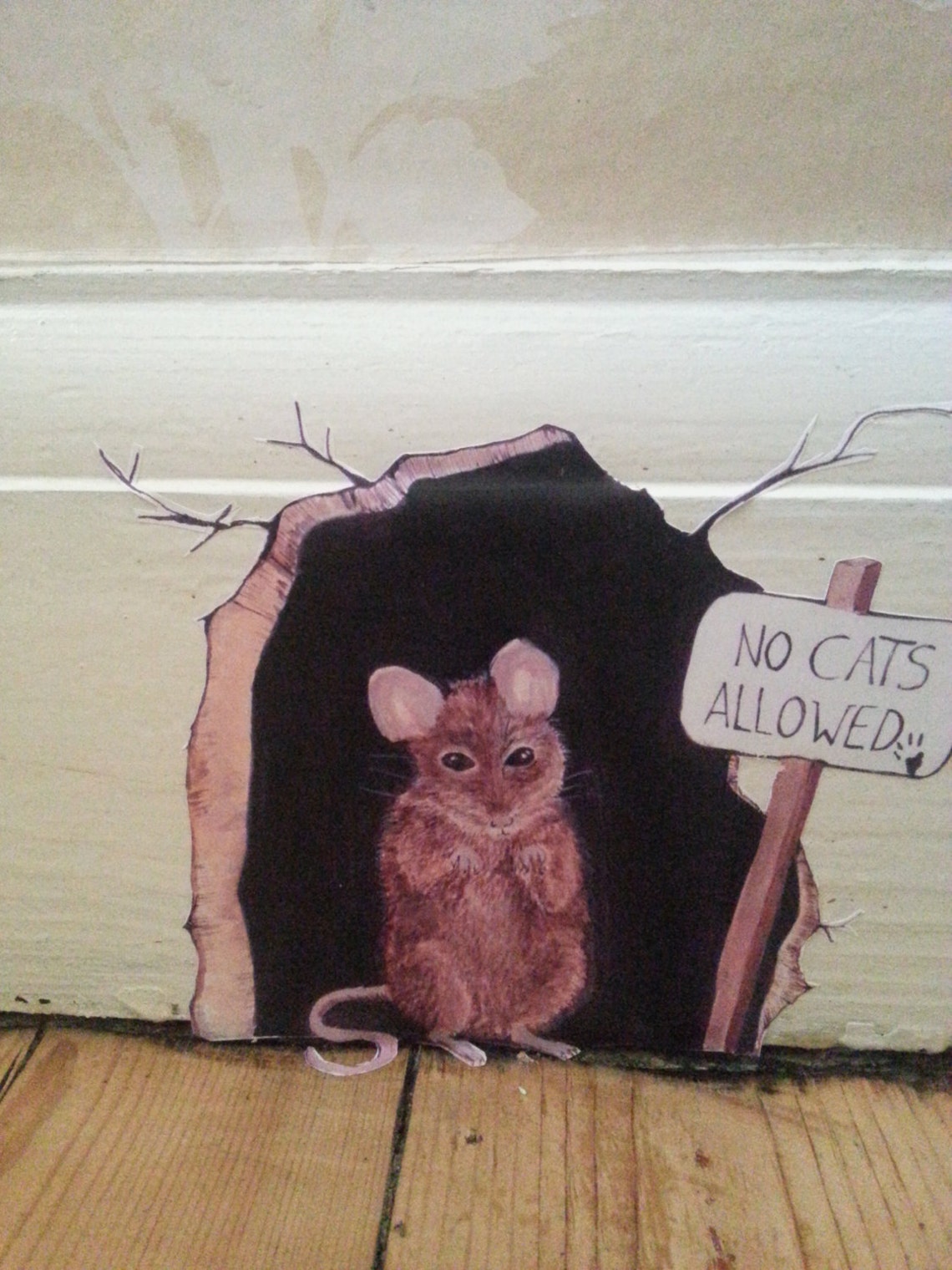 NO CATS ALLOWED Mouse Wall Decal,sticker, Mouse Hole, Cat Lover Gift ...