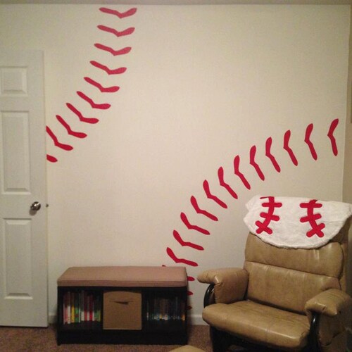 Baseball Stitches Wall Decal Red Removable 2083 - Etsy