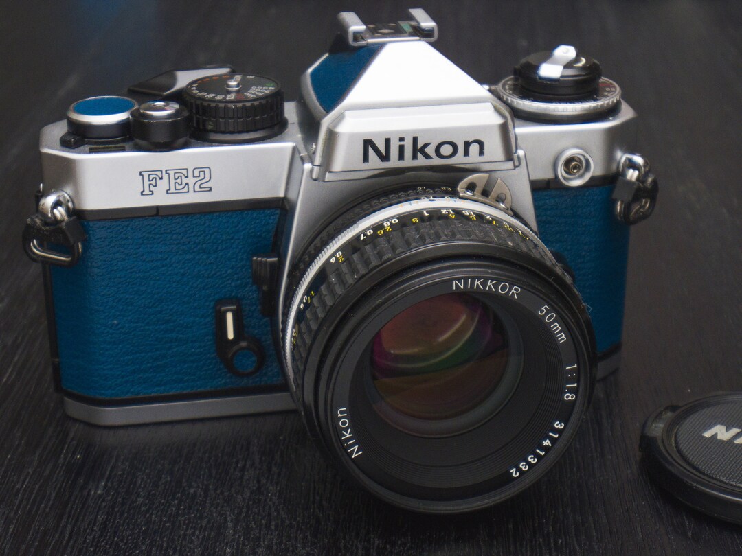 Custom Navy Blue Nikon FE2 + Nikkor 50mm F/1.8 Lens Manual Film Camera ...