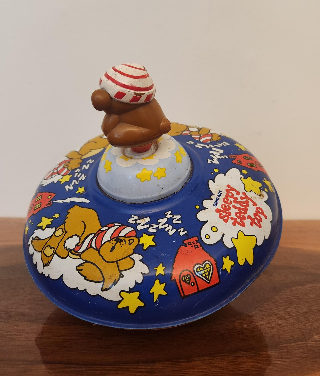 1970s Ohio Art Spinning Top Tin/metal Toy With Teddy Bear Stopper in ...