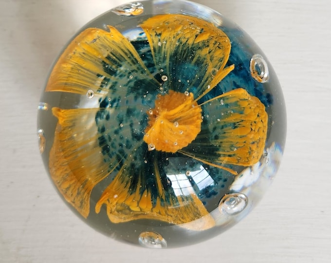Vintage Art Glass Paperweight, Art Glass Orb, Vintage Paper Weights ...