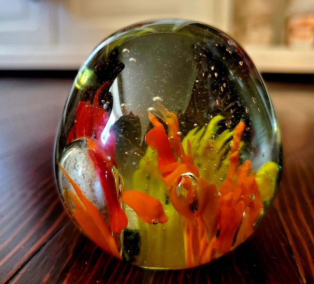Vintage 3" Art Glass Paperweight, Paperweights, Paper Weight, Glass ...